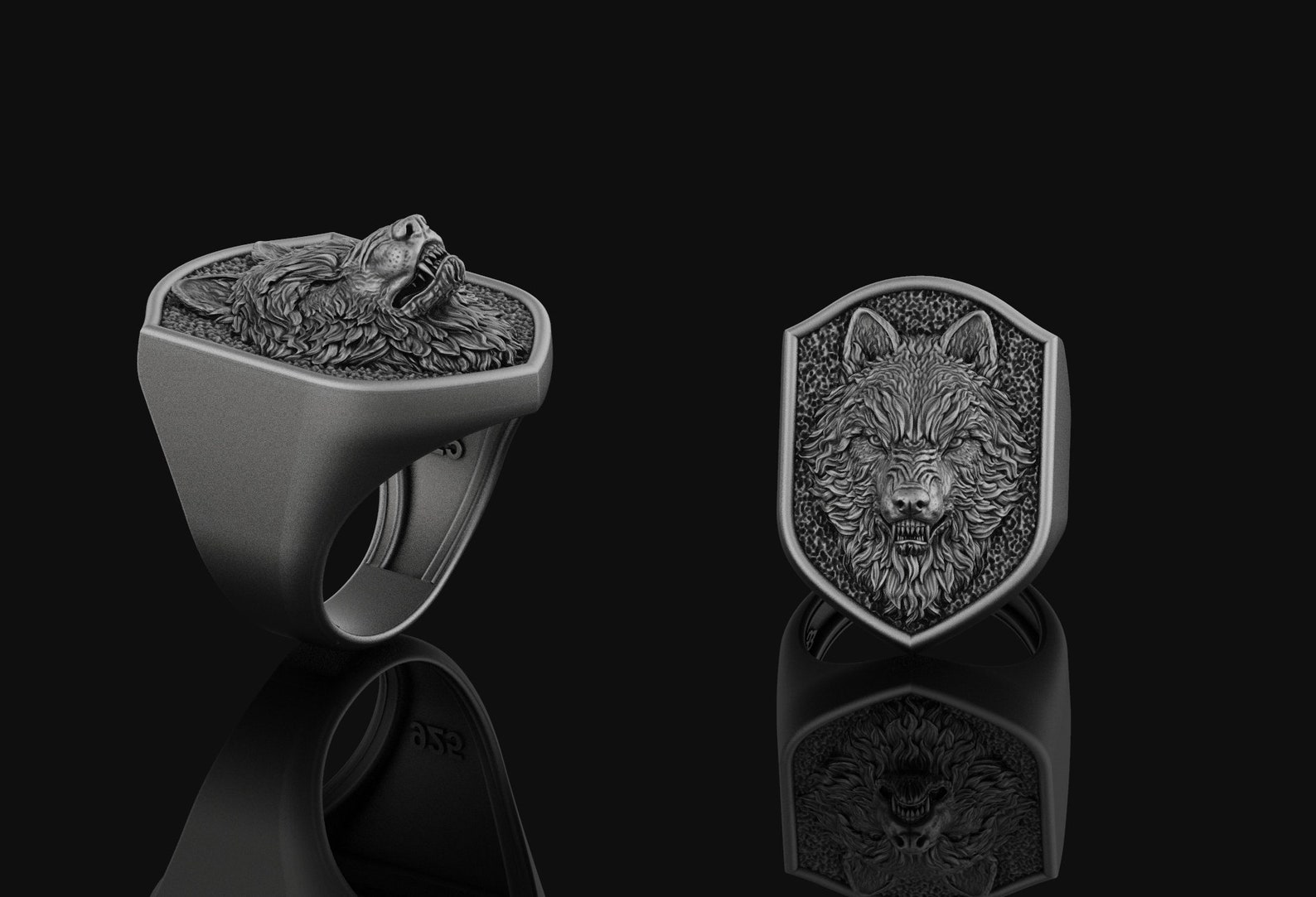 Men's Silver Wolf Ring Gift for Men, Sterling Silver Jewelry, Christmas ...