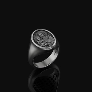 925 Silver St Joseph Religious Silver Signet Ring Christian Jewelry ...