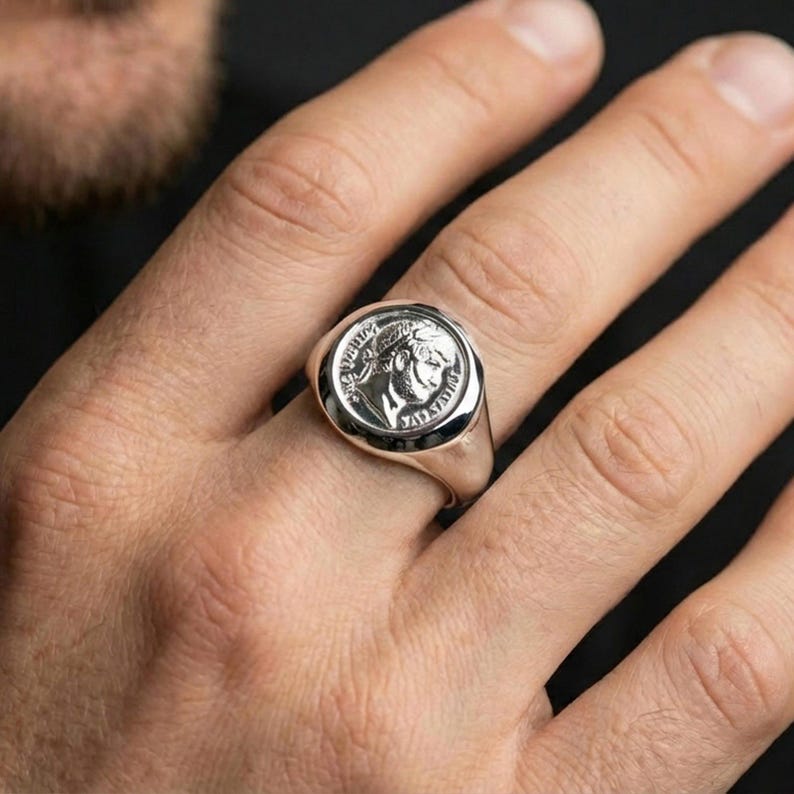 Sterling Silver Ancient Roman Coin Ring, Augustus Emperor - Etsy