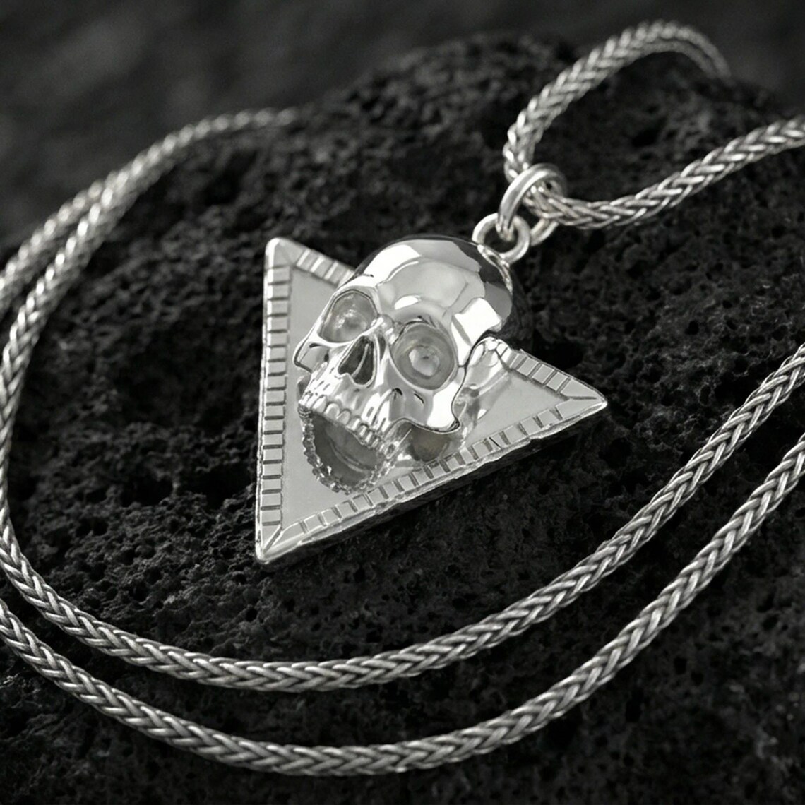 Skull Triangle Pendant - Gothic Jewelry - Silver Skull Necklace - Etsy