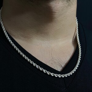 925 Sterling Silver 3mm Rope Chain Solid Heavy Silver Chain Necklace ...