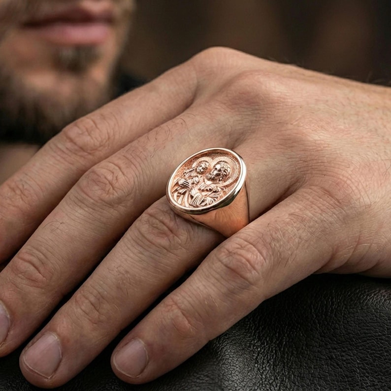 925 Sterling Silver St Joseph Religious Signet Ring, Catholic Jewelry ...