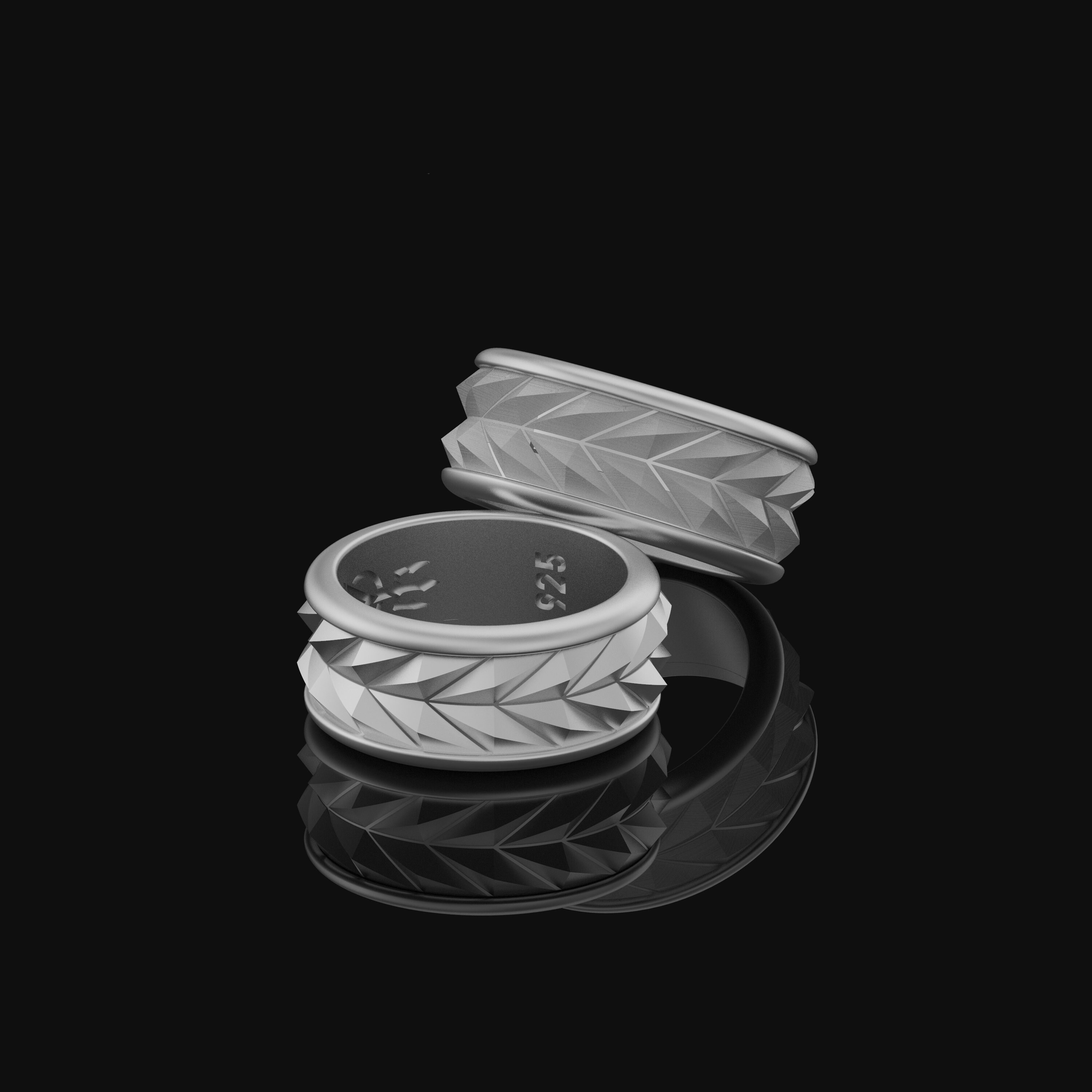 Silver Rotating Tire Pattern Band Ring - Auto-inspired Wheel Design ...