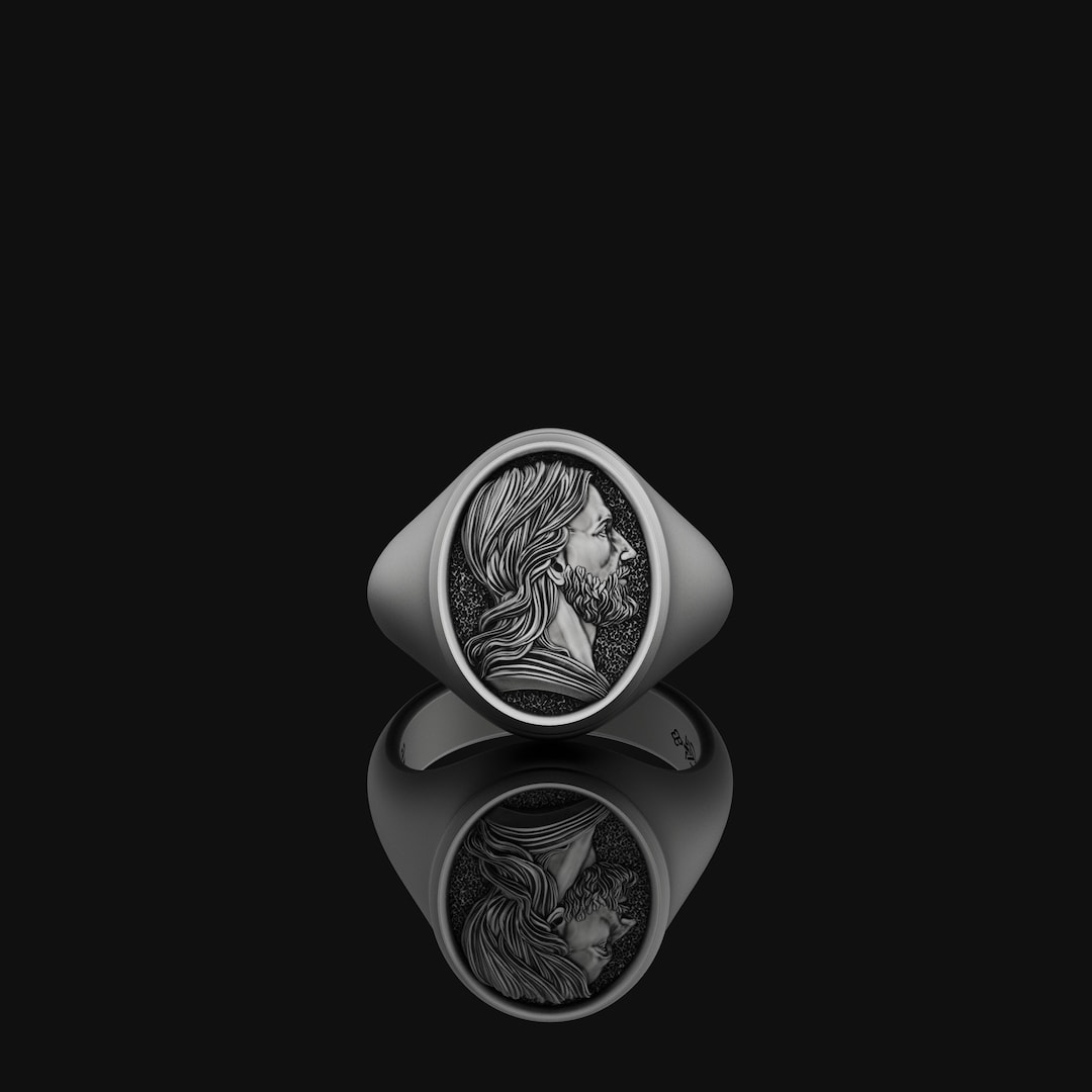 Silver Jesus Signet Ring - Religious Christian Catholic Symbol, Holy ...