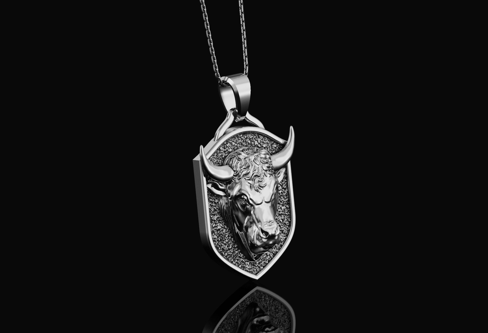 Sterling Silver Bull Necklace Gifts for Men Animal Pendant - Etsy