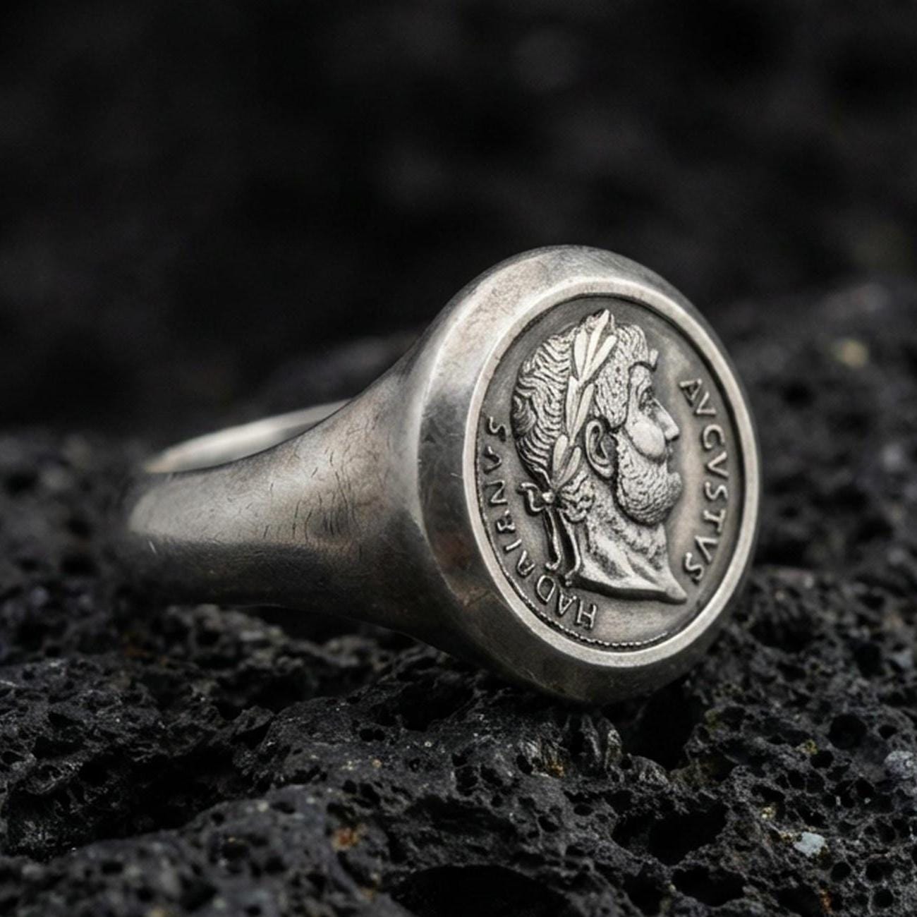 Sterling Silver Ancient Roman Coin Ring, Augustus Emperor - Etsy