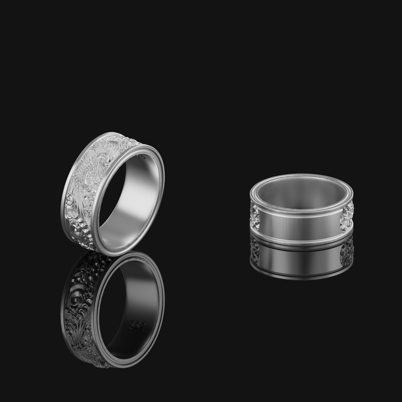 Women's Silver Egret Wedding Ring, Heron Jewelry, Egret Band Ring ...