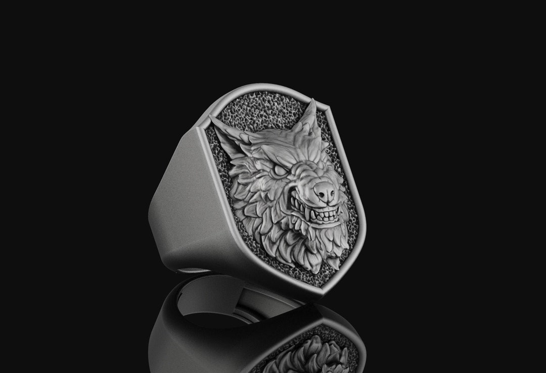 Angry Wolf, Men's Silver Wolf Christmas Gifts for Him Ring Gift for Men ...