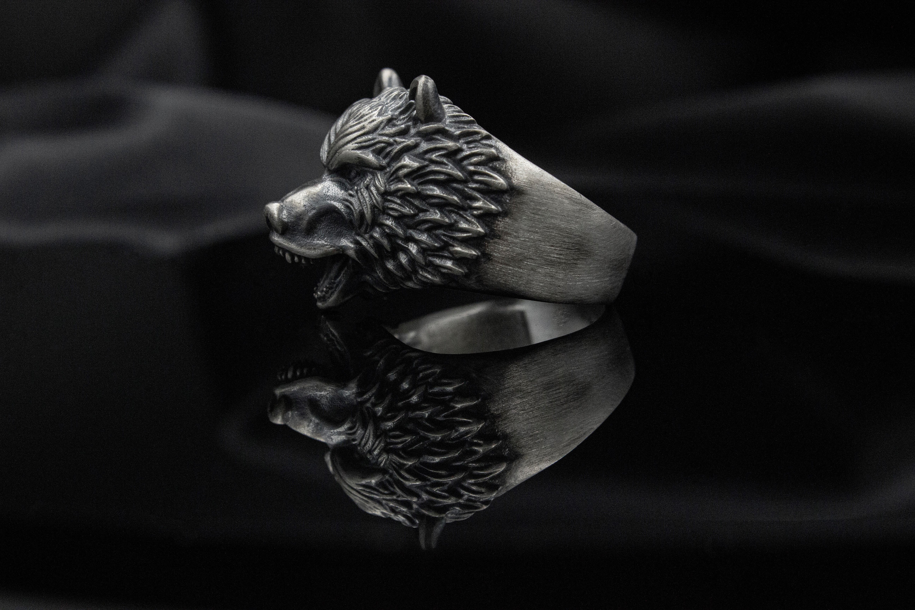 Silver Nordic Viking Bear Ring Men's Slavic Jewelry Animal Gifts for ...