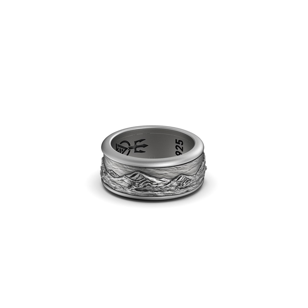Spinning Mountain Engraved Ring, Nature and Adventure Inspired, Hiking ...
