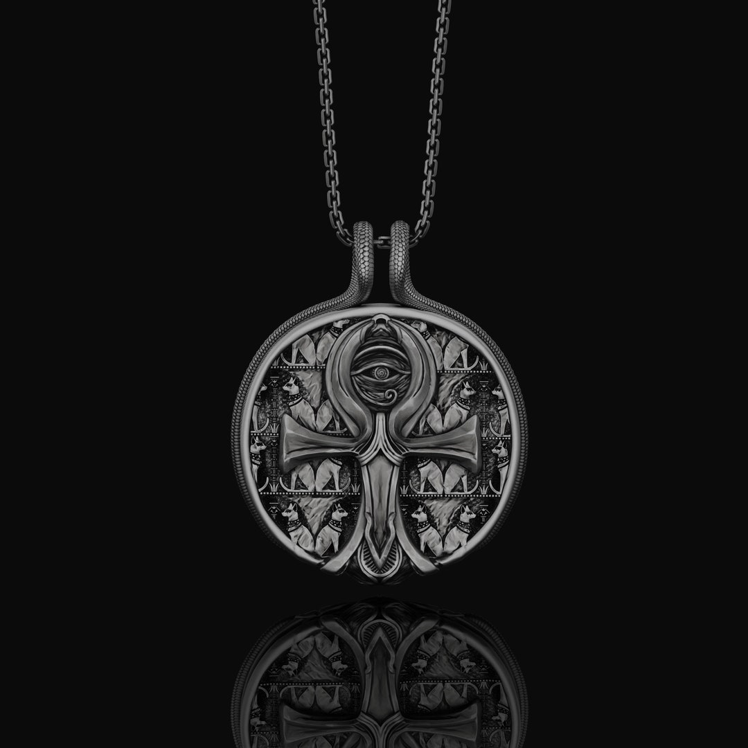 Silver Ankh Necklace With Eye of Providence, Ankh Medallion Design ...