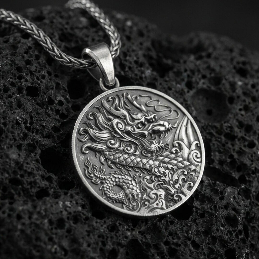 Dragon Pendant Necklace, Fantasy Coin Jewelry - Etsy