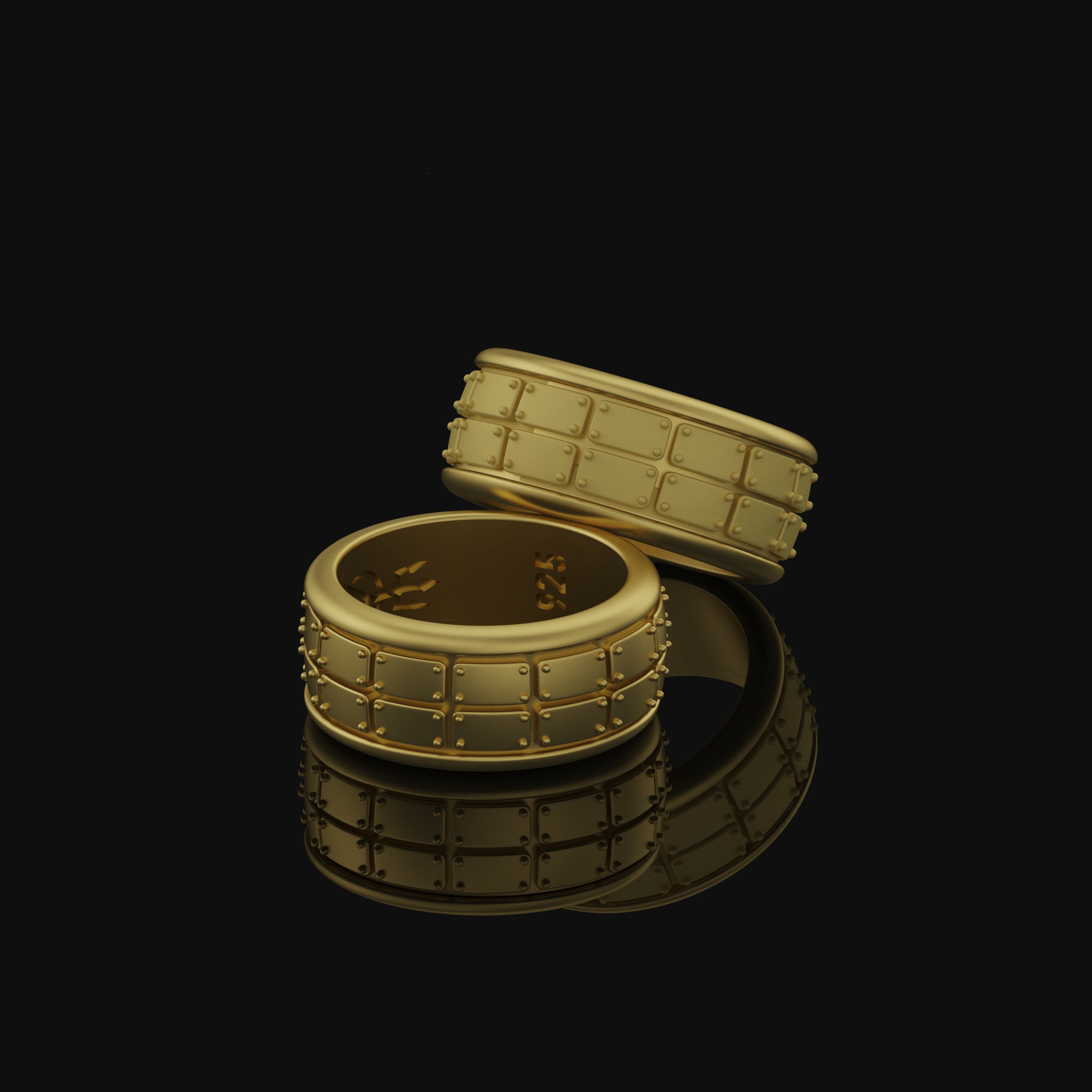 Rotating Plate Pattern Band Ring - Unique Geometric Design, Elegant ...