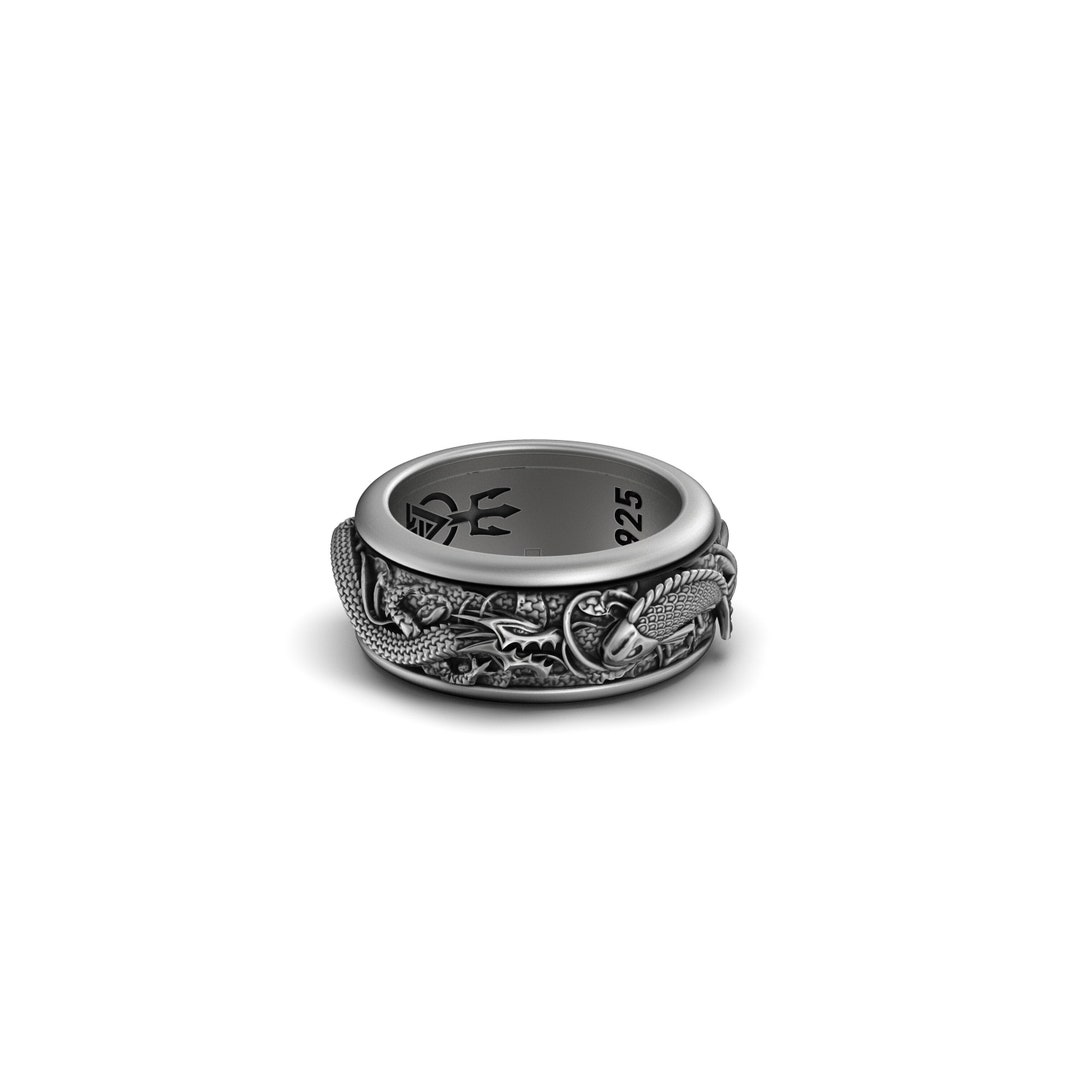 Spinning Dragon and Carp Fish Ring, Symbol of Power and Prosperity ...