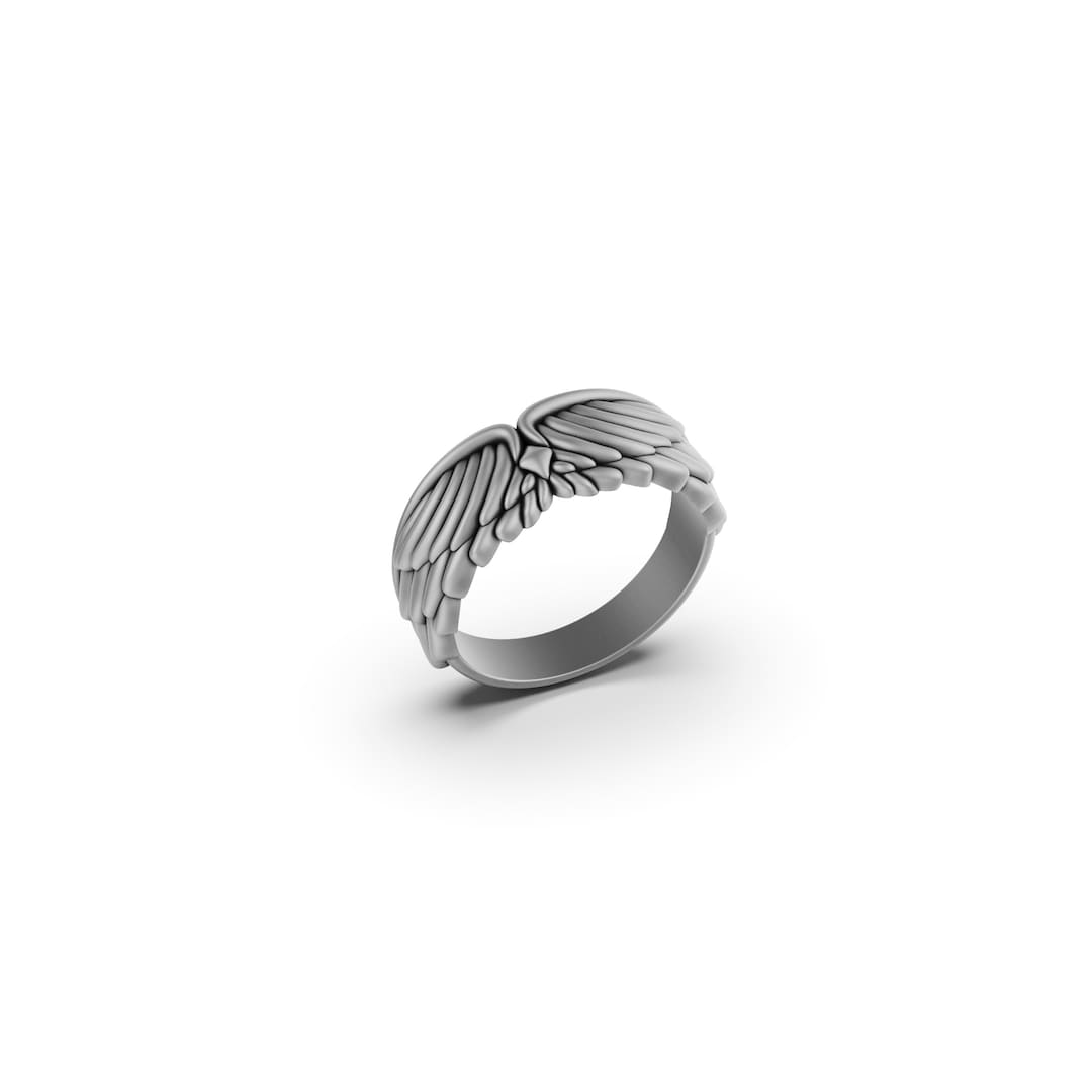 Divine Ring, Celestial Spear Ring, Angel Wings Band, Heavenly Silver ...