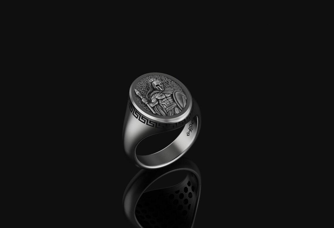 2 Styles 925 Silver Greek Spartan Ring Warrior Men's | Etsy