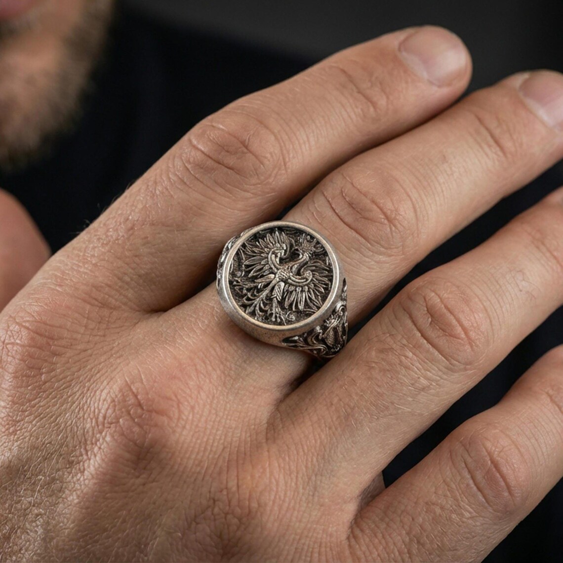 Sterling Silver Polish Eagle Signet Ring – Heraldic Coat of Arms - Etsy