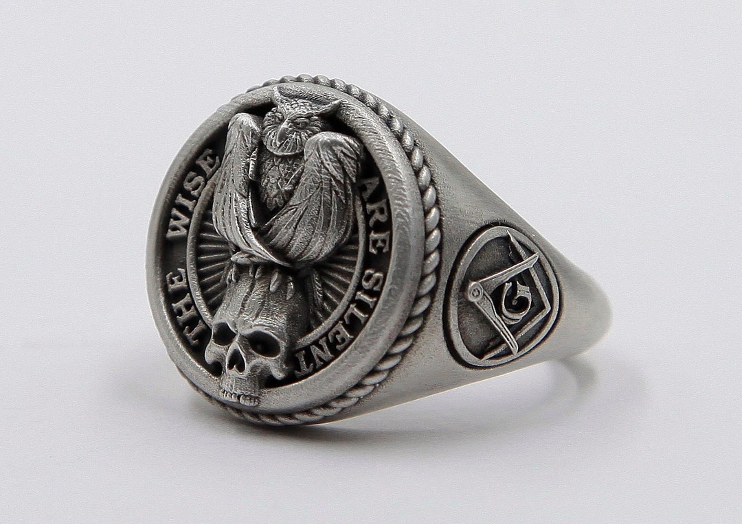 Sterling Silver Masonic Ring, the Wise Are Silent, Freemason Jewelry - Etsy