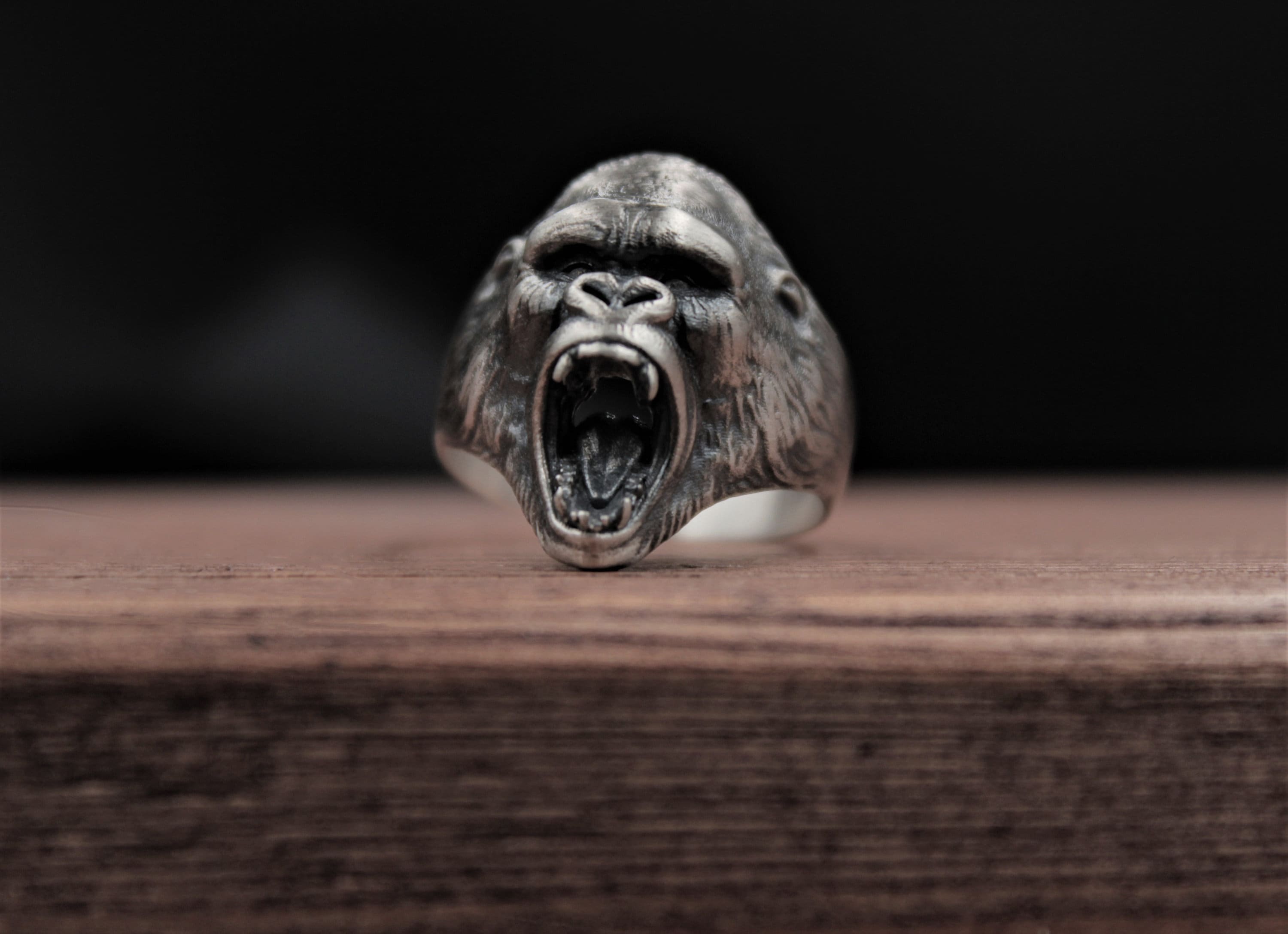Silver Men Gorilla Animal Punk Ring Accessory Monkey Jewelry Gift for ...