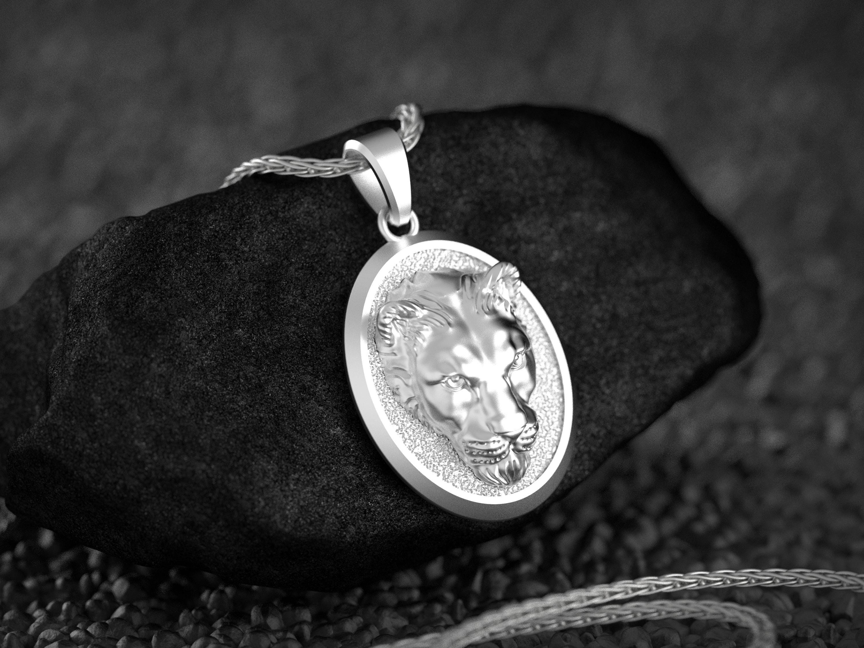 Lioness Pendant Necklace – Fierce Lion Head Medallion in Sterling ...