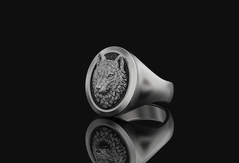 Men's 925 Silver Wolf Signet Ring Jewelry Gift for Men Animal Head ...