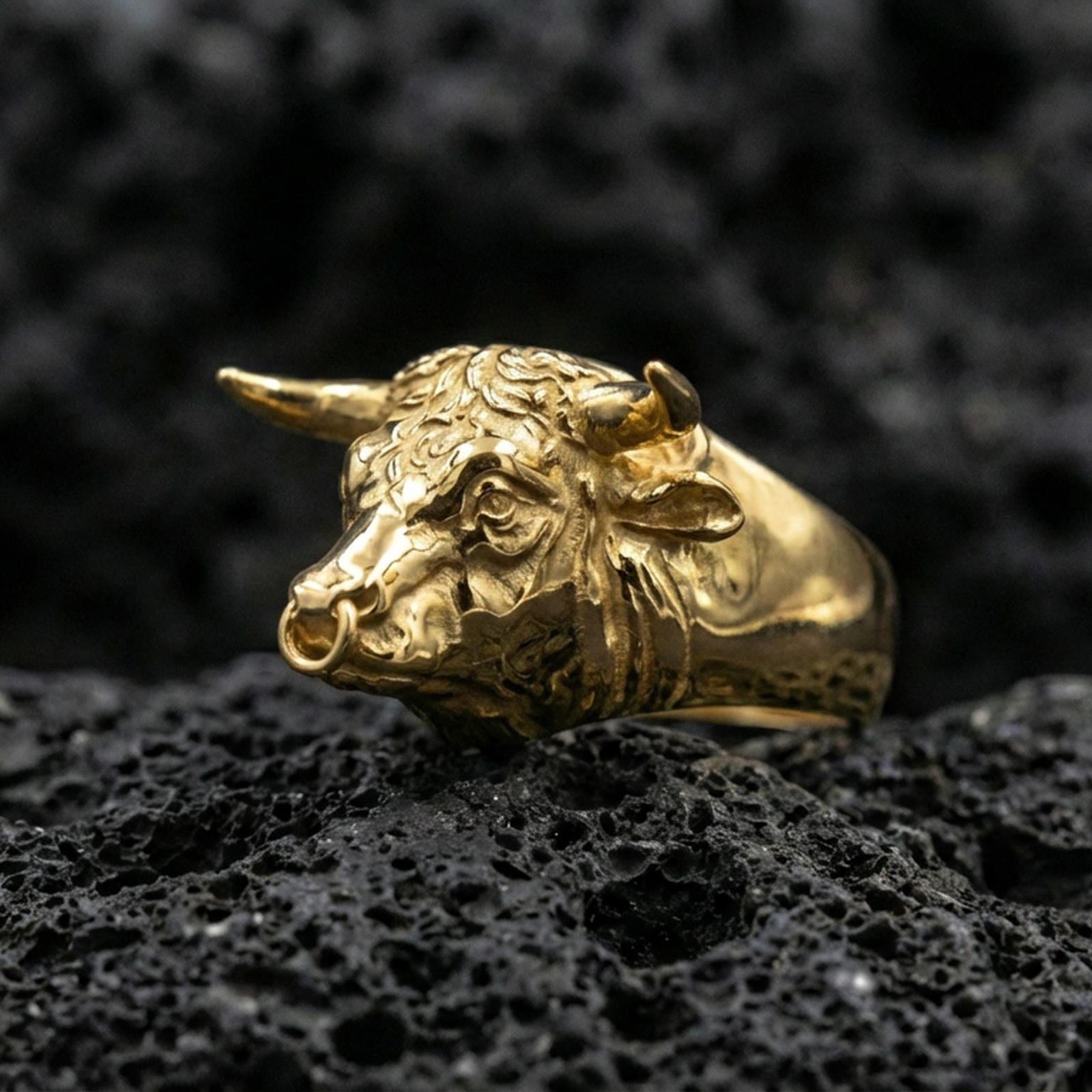 Sterling Silver Bull Ring, Unisex Animal Jewelry - Etsy