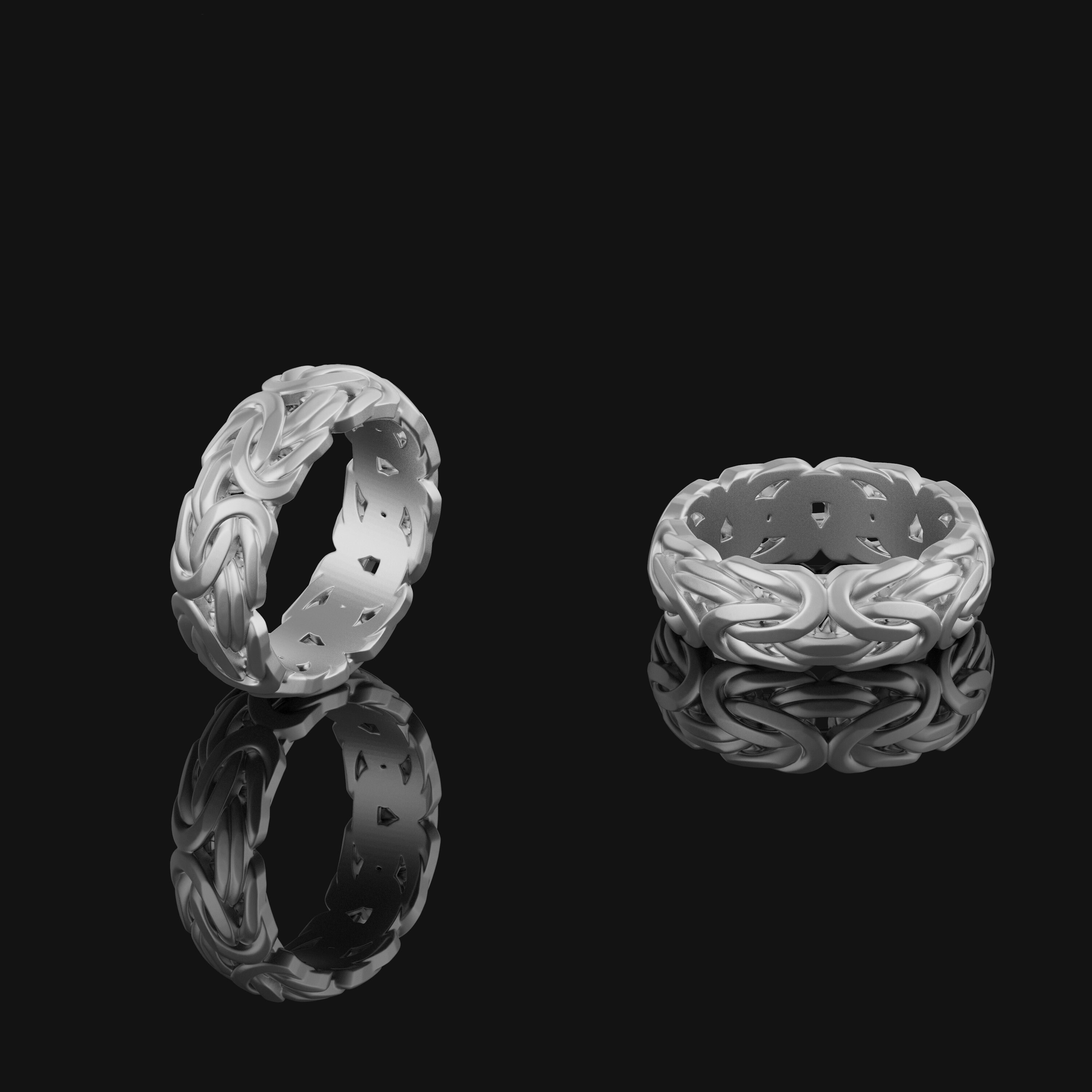 Byzantine Chain Band Ring, Elegant Silver Ring, Stylish Accessory for ...