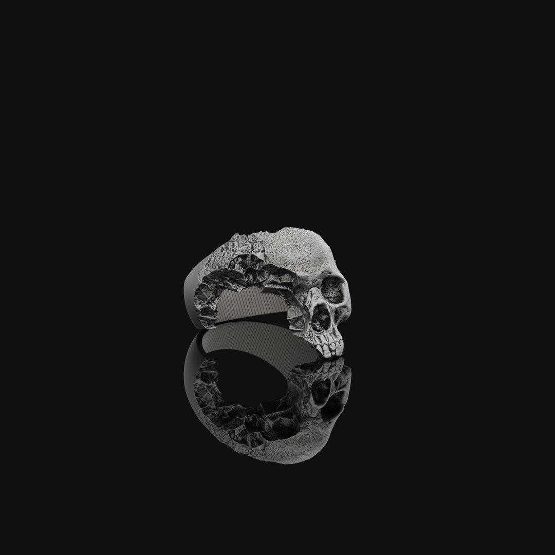 Shattered Skull Ring, Broken Skull Ring, Sterling Skull Ring ...