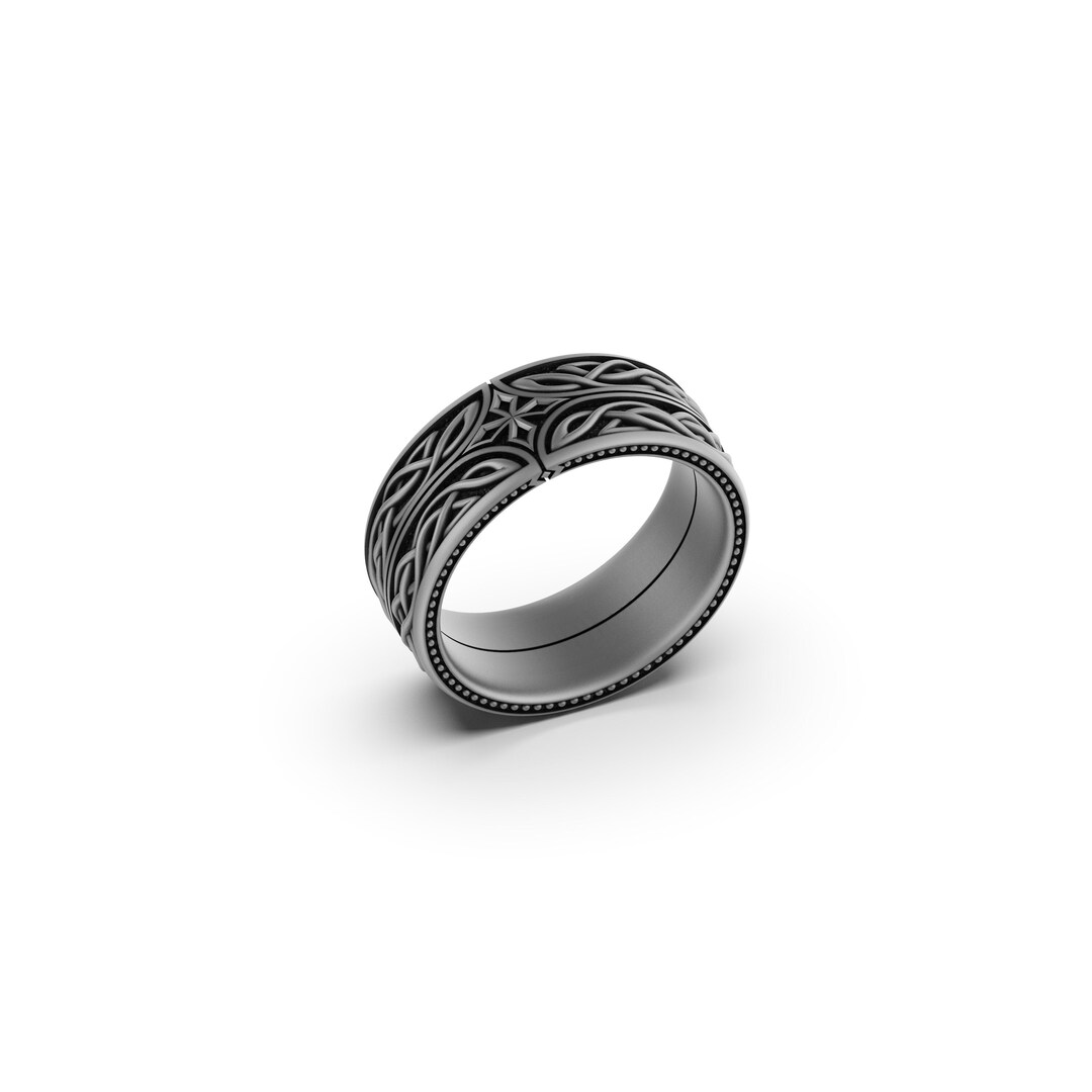 Elven Star Ring, Fantasy Jewelry, Elven Design Band, Unique Wedding ...