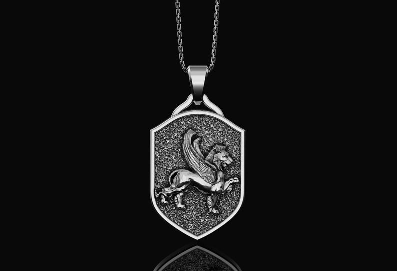 Men's Silver Gryphon Pendant Griffin Necklace for Men - Etsy