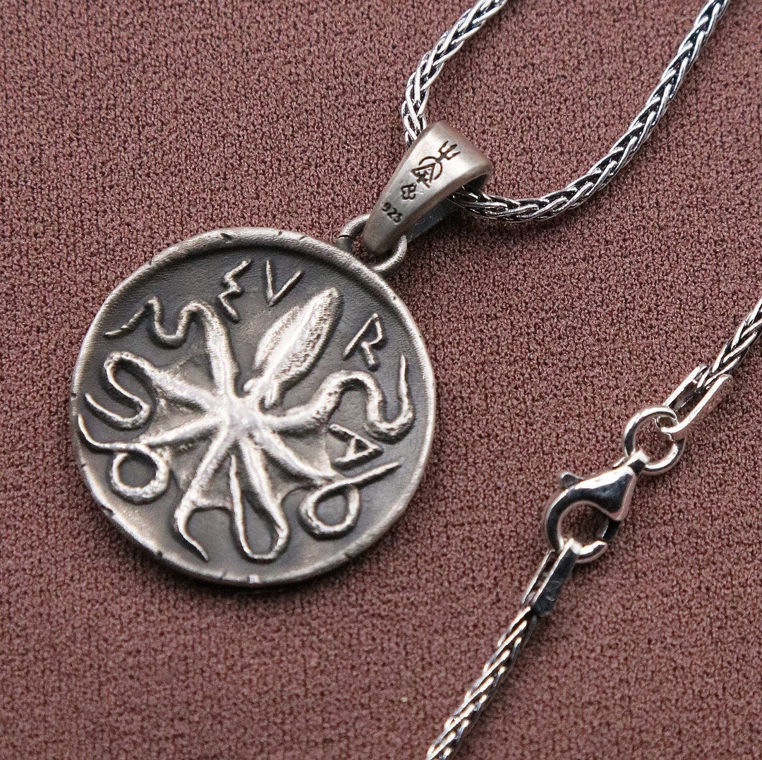 Silver Octopus Signet Coin, Atocha Treasure Coin, Kraken Necklace ...