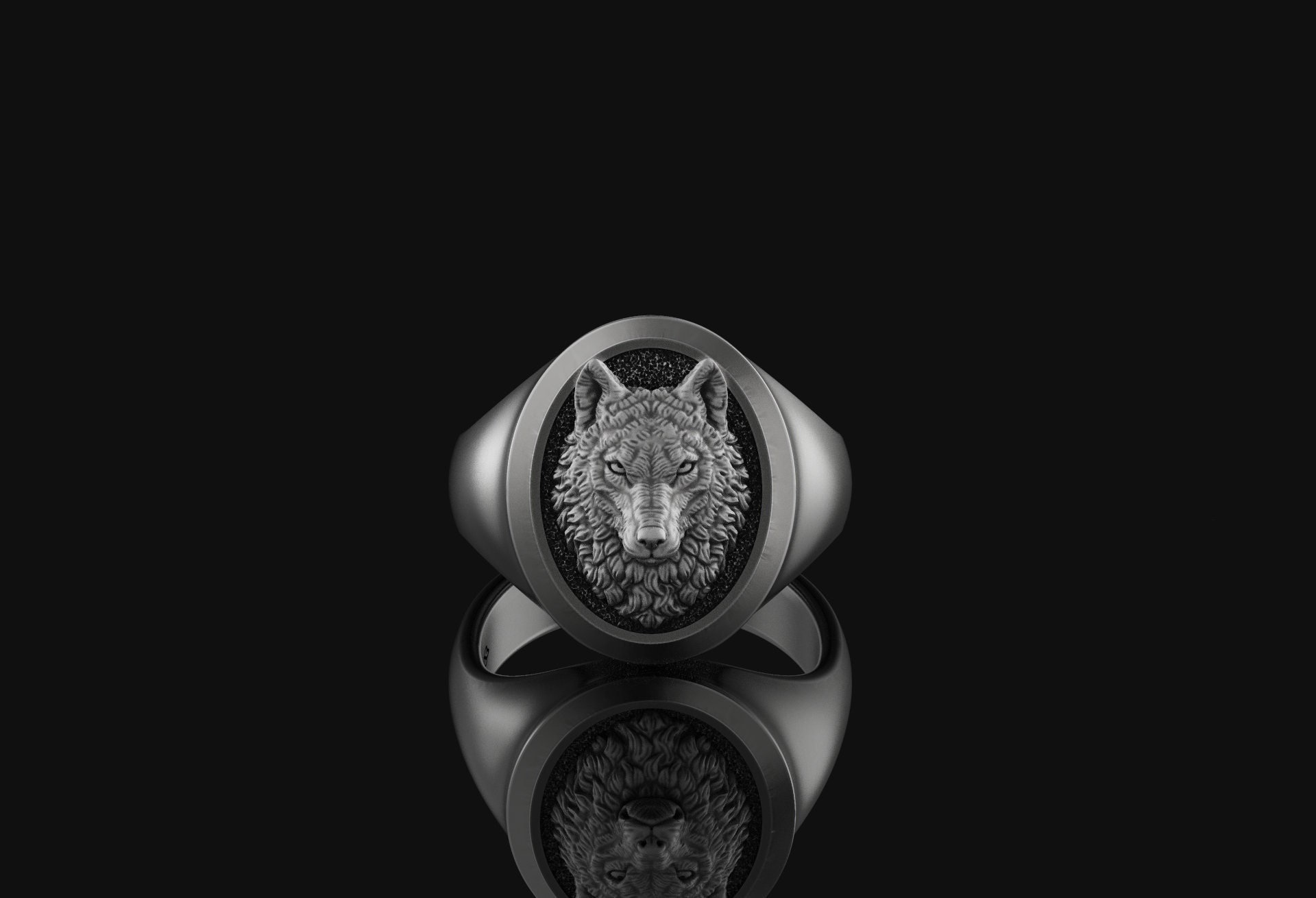 Men's 925 Silver Wolf Signet Ring Jewelry Gift for Men Animal Head ...