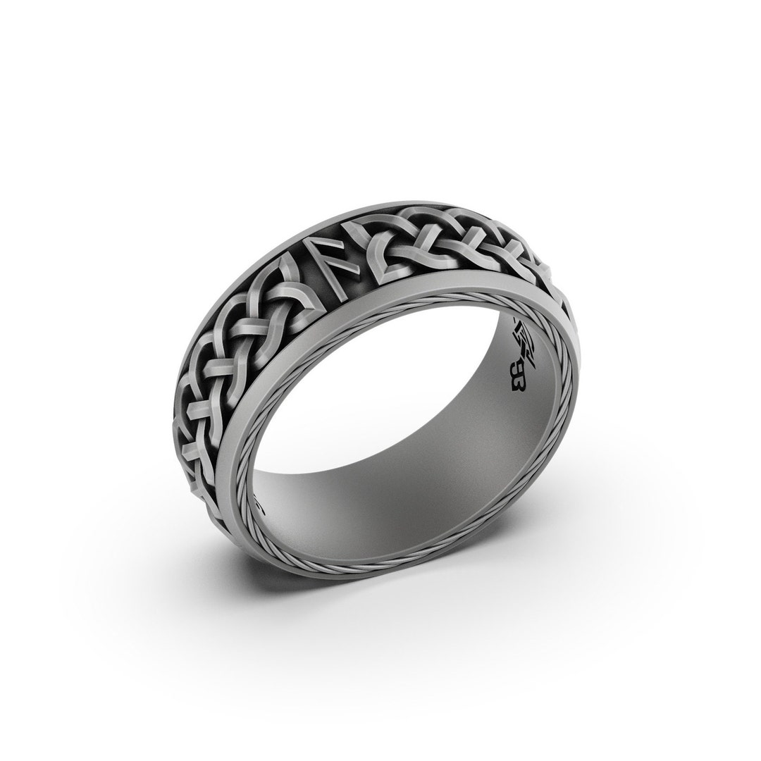 Viking Style Wedding Ring Norse, Silver Celtic Knot Ring, Timeless and ...