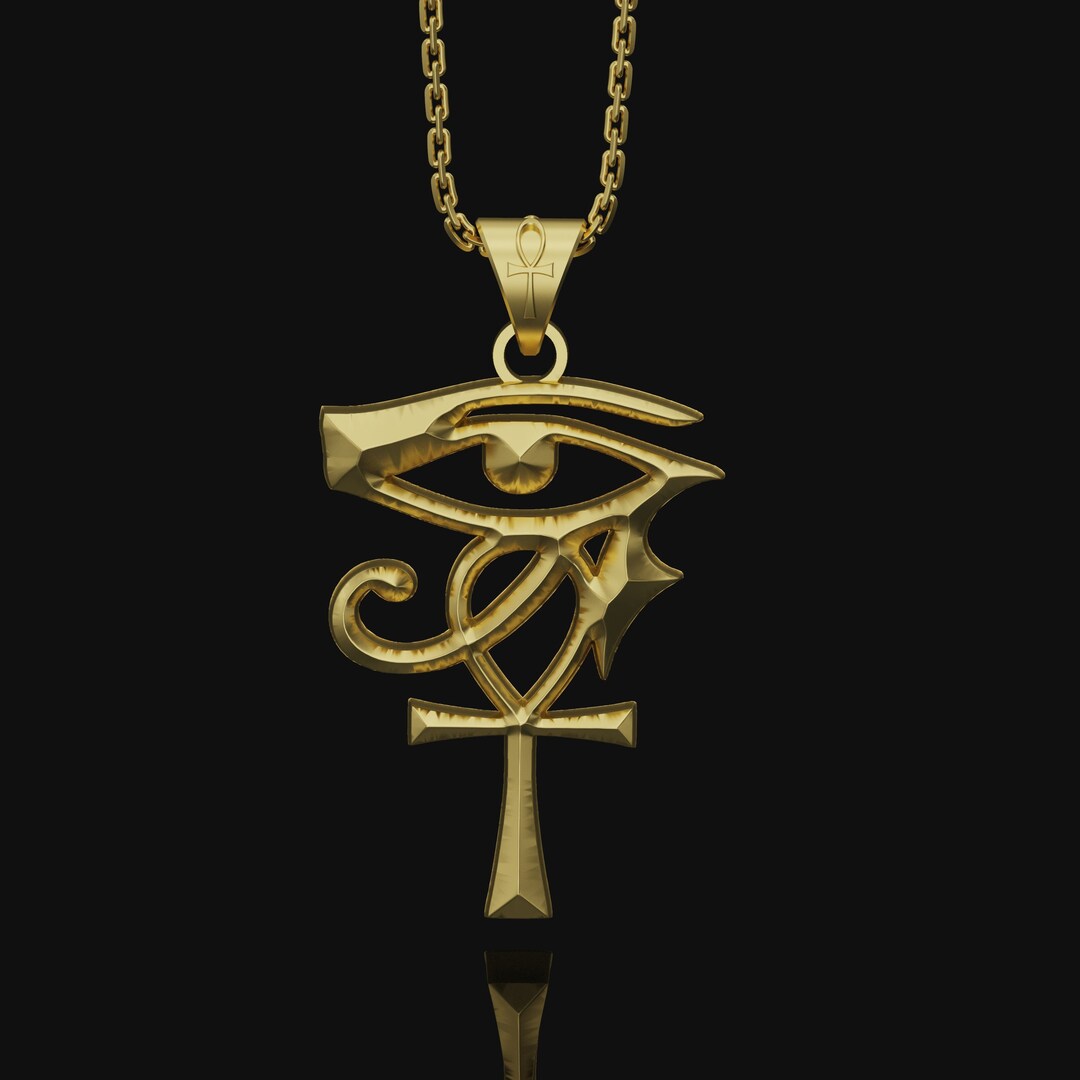 Gold Eye of Ra and Ankh Charm, Sterling Silver Key of Life Jewelry - Etsy