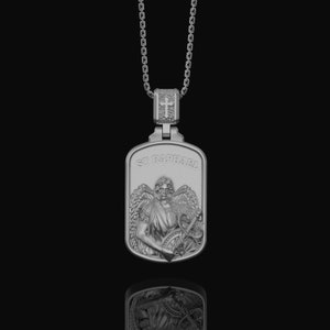 Silver Saint Raphael Pendant - Archangel Raphael Necklace, Healing ...