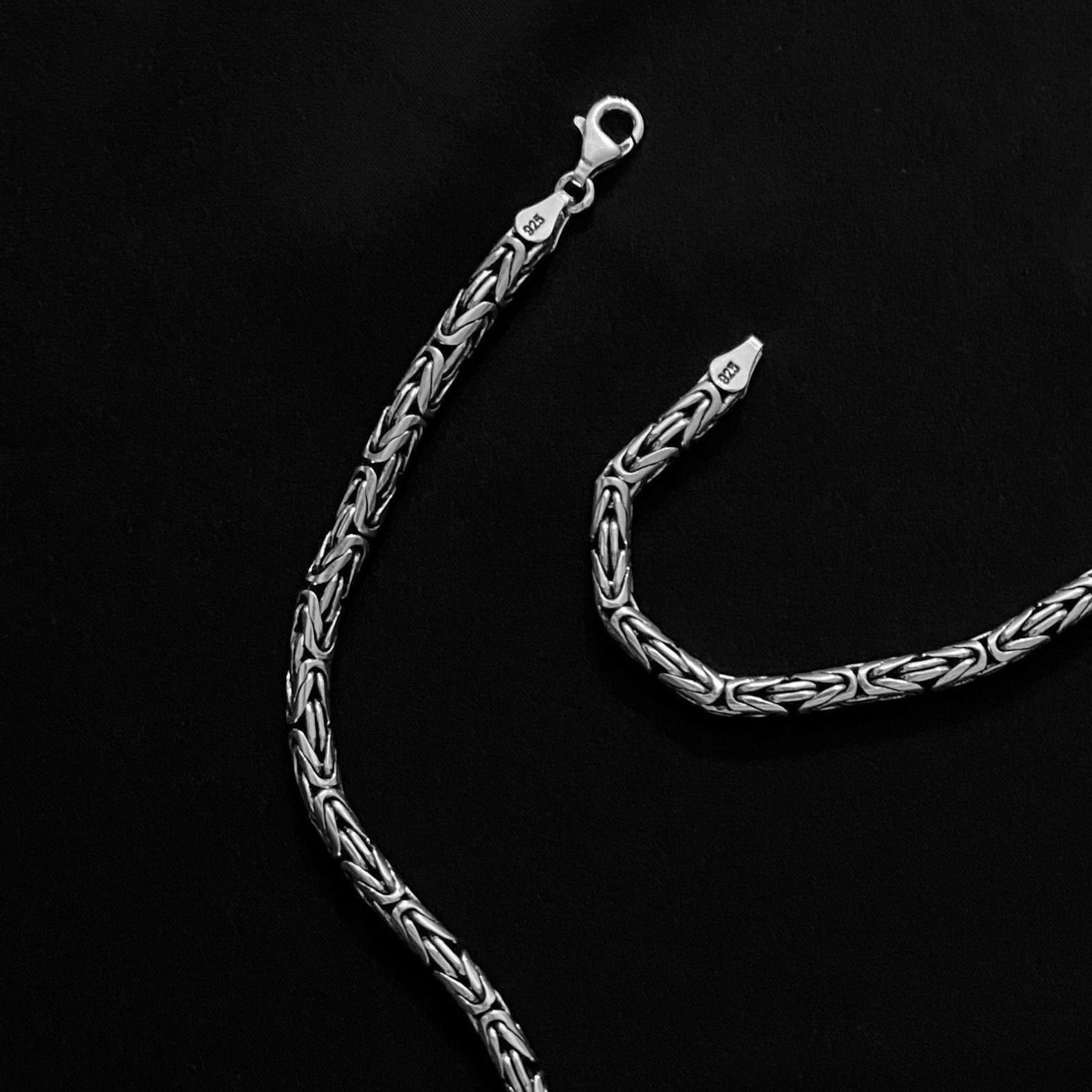 Sterling Silver 4mm Byzantine Chain Necklace, Unisex King Chain - Etsy
