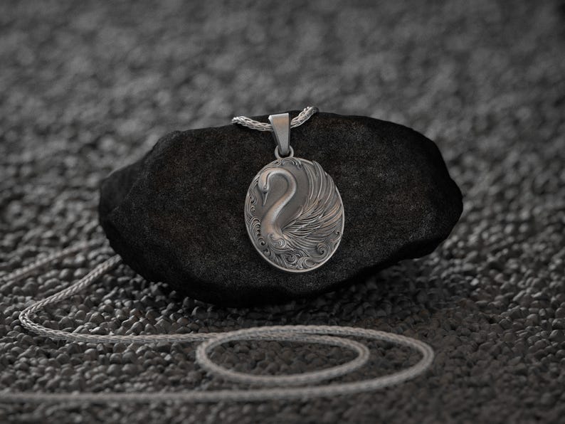 Sterling Silver Swan Pendant Necklace, Elegant Bird Jewelry - Etsy