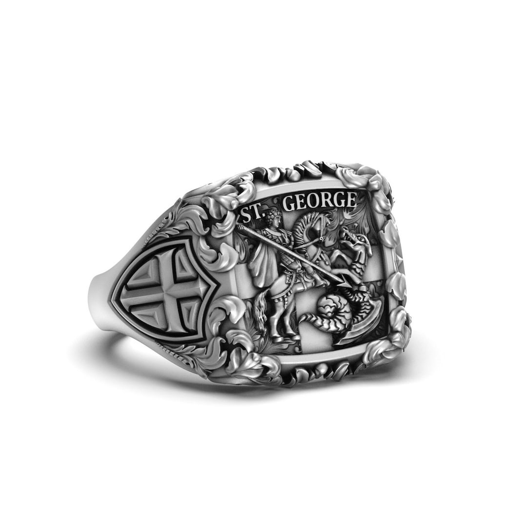 Silver Saint George Ring - Christian Jewelry, Patron Saint Ring ...