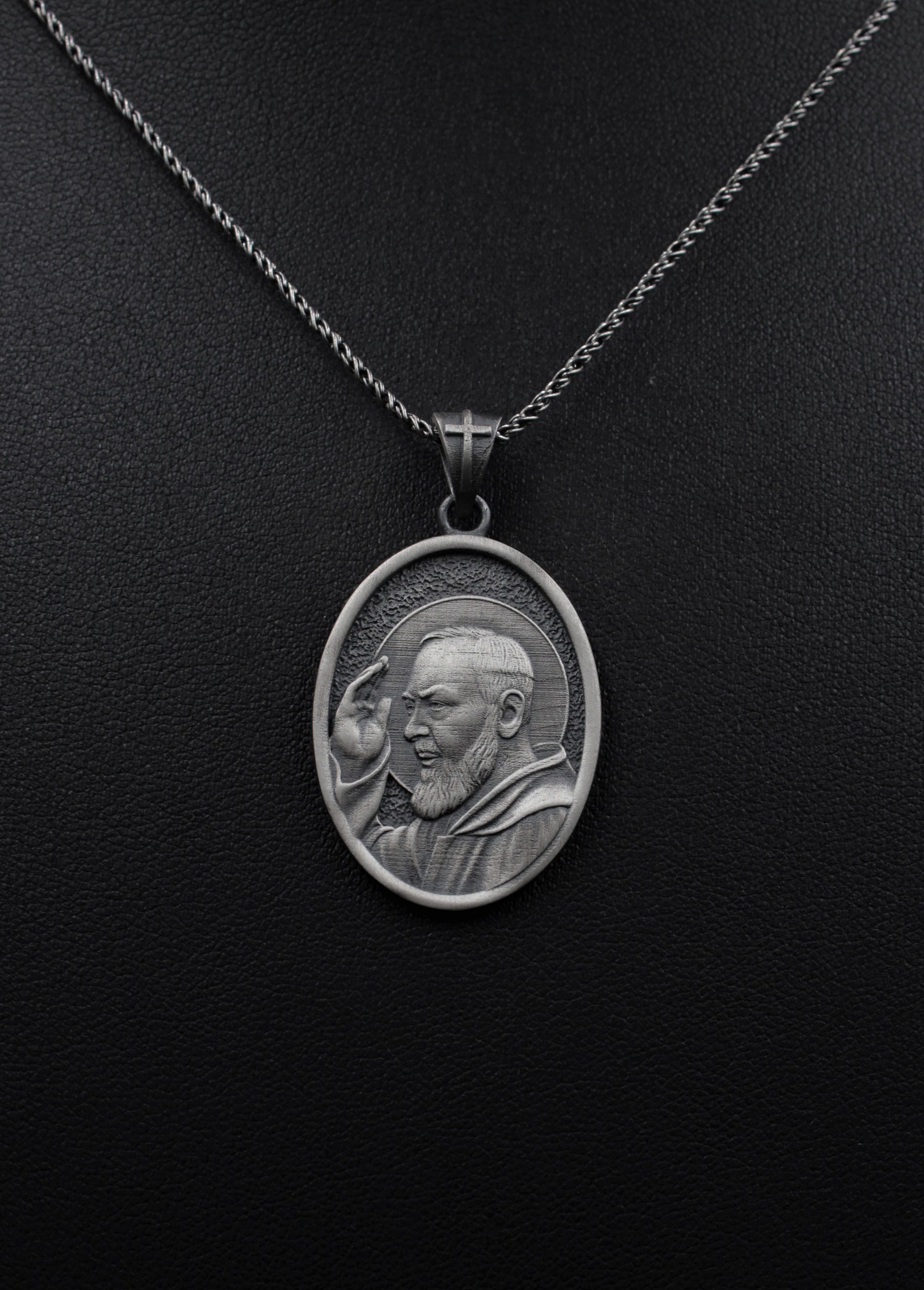 Padre Pio Necklace Silver Men Pendant Religious Mens Christian | Etsy