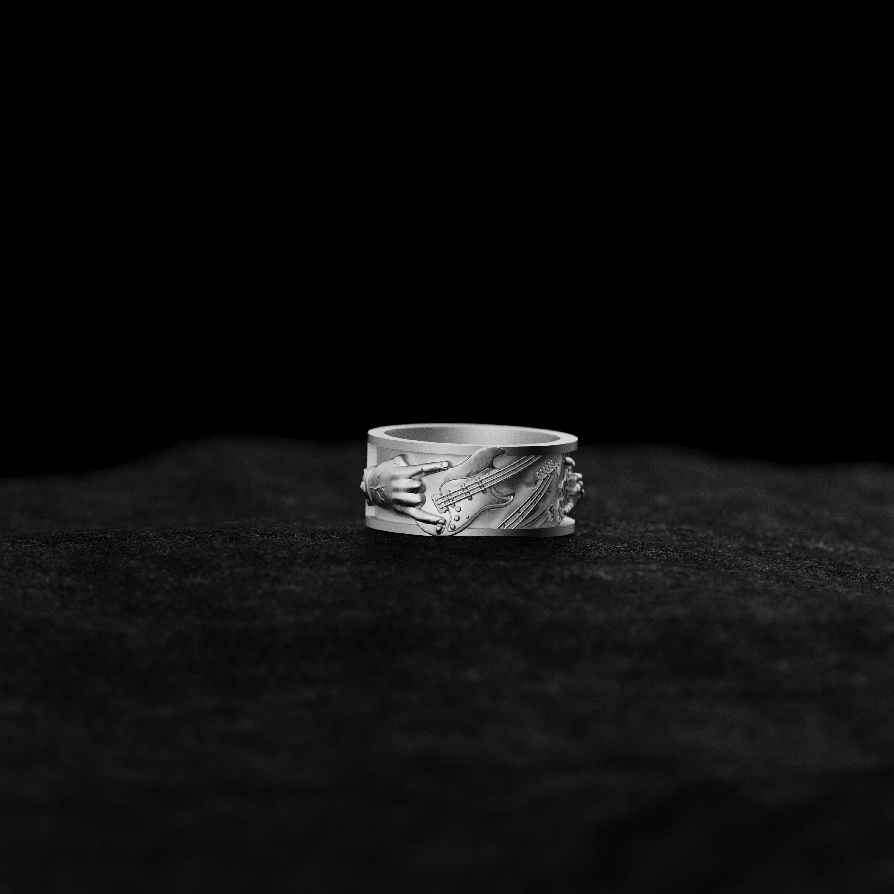 Silver 'hard Rock Never Dies' Band - Rock Lover's Ring, Sterling Silver ...
