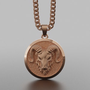 Personalized Aries Necklace, Gold Medallion Pendant 14K Accessory 18K ...