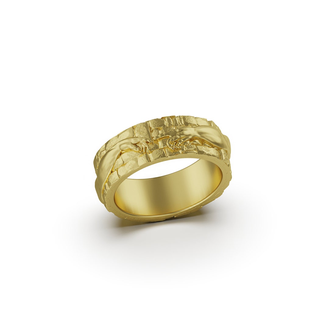 Solid Gold Creation of Adam Band Ring, Michelangelo's Renaissance ...