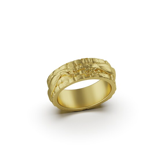 Solid Gold Creation of Adam Band Ring Michelangelo's - Etsy