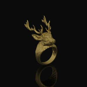 Sterling Silver Stag Head Ring, Oxidized Antler Jewelry, Goth Style - Etsy