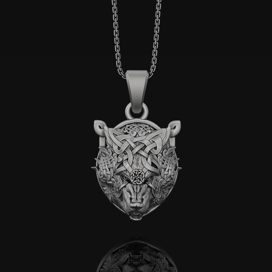 Viking Necklace, Fenrir Necklace, Wolf Pendant, Nordic Necklace, Pagan ...
