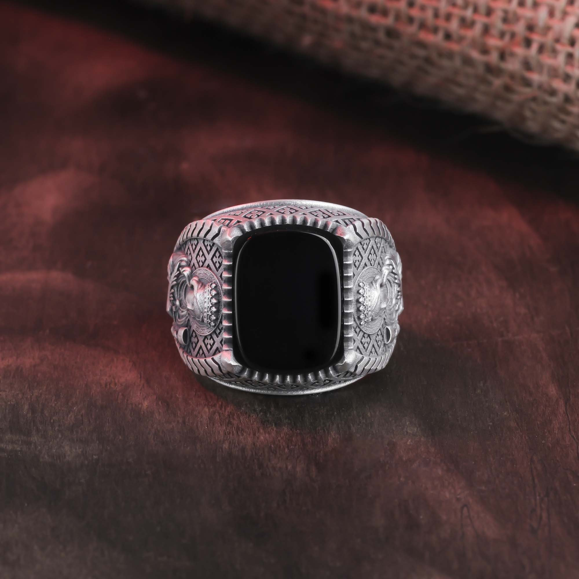 Holy Mother Mary Ring, Men's Gemstone Ring, Religious Gift, Onyx Ring ...