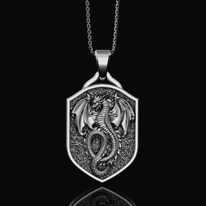 Silver Dragon Pendant, Silver Dragon Jewelry Dragon Pendant for Men ...