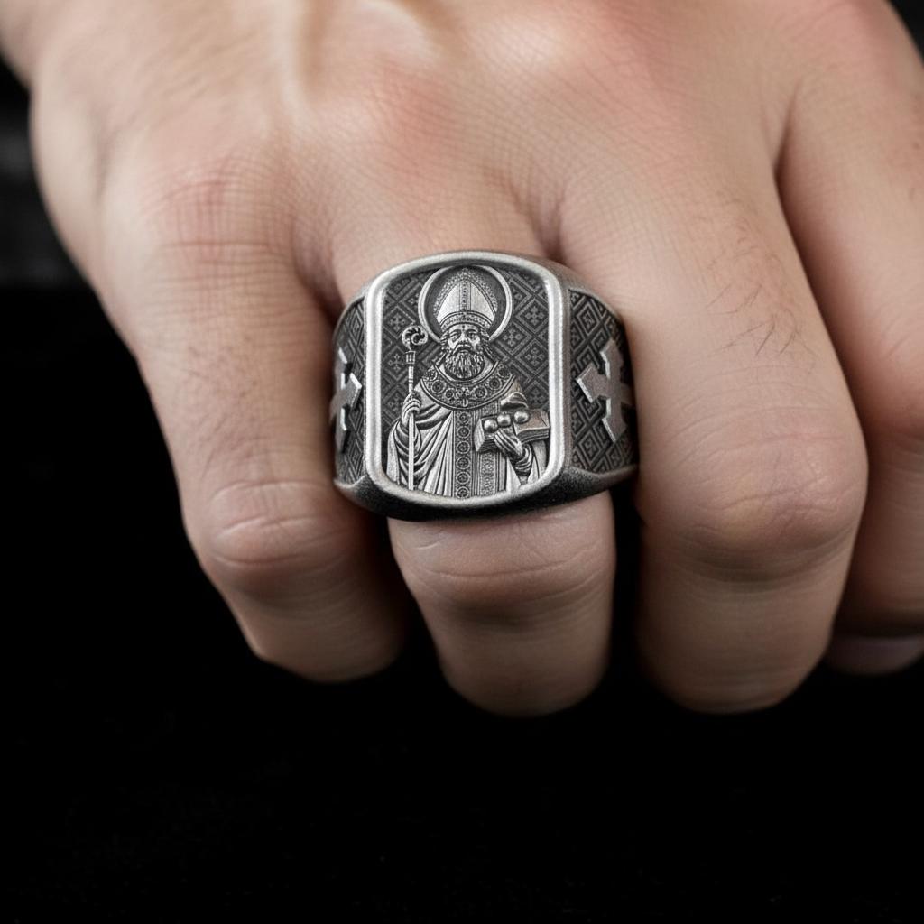 Saint Nicholas Ring – Sterling Silver Orthodox Bishop Signet Ring ...