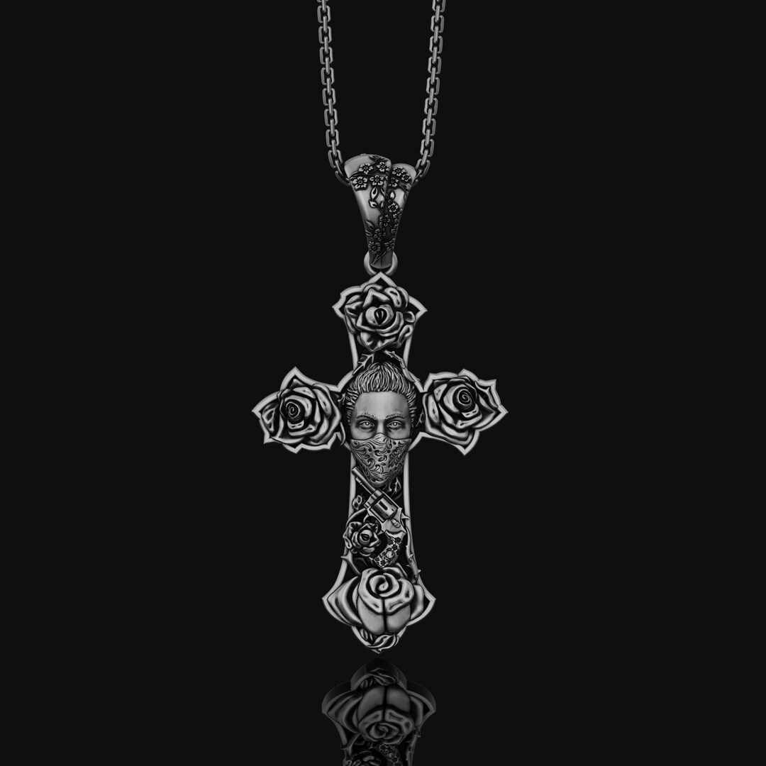 Chicano, Tattoo Style, Roses, Pattern, Skull, Cross, Pendant, Roses ...