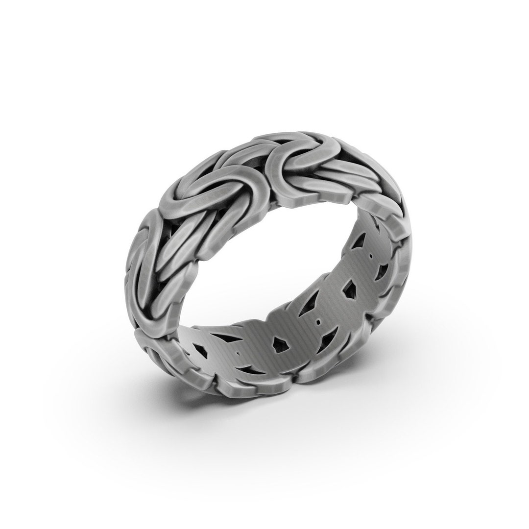 Byzantine Chain Band Ring, Elegant Silver Ring, Stylish Accessory for ...